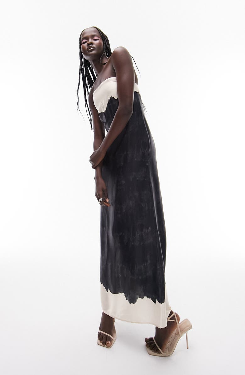 Topshop Colorblock Strapless Satin Maxi Dress | Nordstromrack