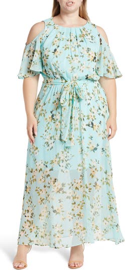 Calvin Klein Floral Cold Shoulder Maxi Dress | Nordstromrack