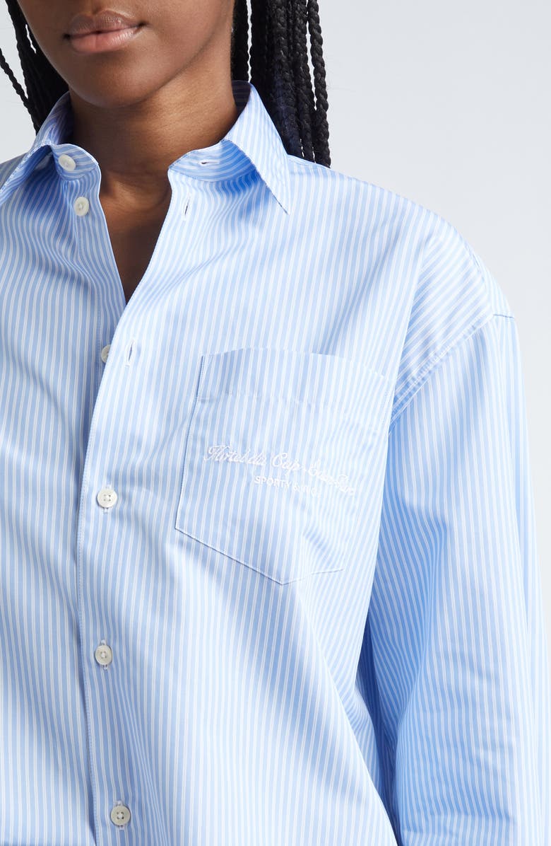 Sporty & Rich Hotel du Cap Oversize Stripe Cotton Button-Up Shirt ...