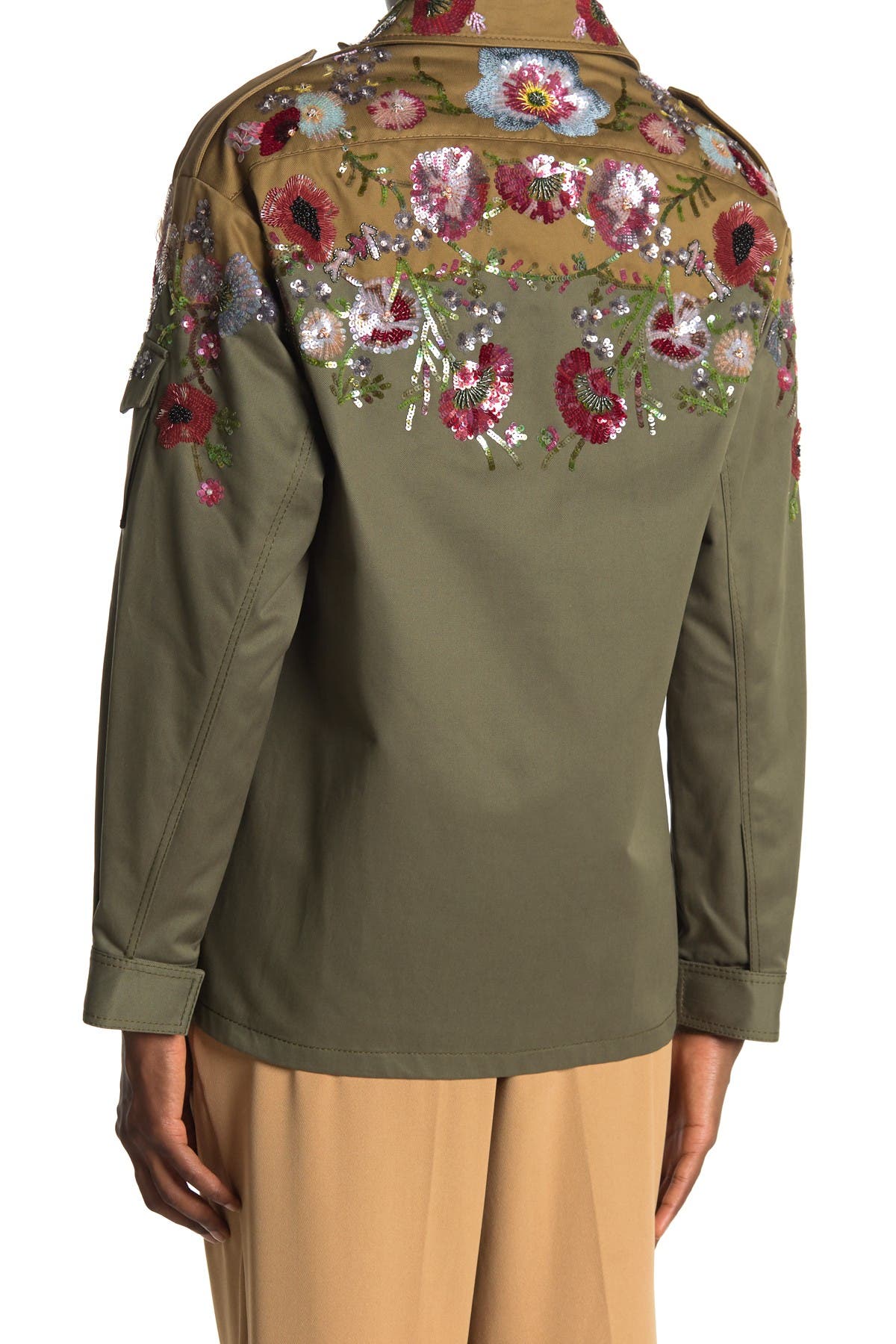 Valentino Sequin Embroidered Floral Colorblock Jacket | Nordstromrack