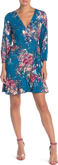 Lovestitch Long Sleeve Floral Print Wrap Dress | Nordstromrack