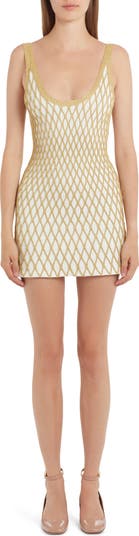 Valentino Garavani Metallic Fishnet Overlay Knit Minidress | Nordstrom