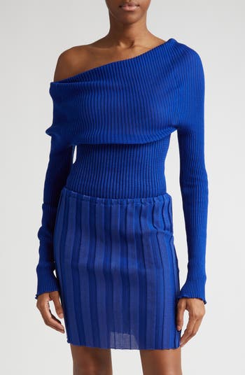 A. Roege Hove Emma Drape Off the Shoulder Rib Cotton Blend Top | Nordstrom