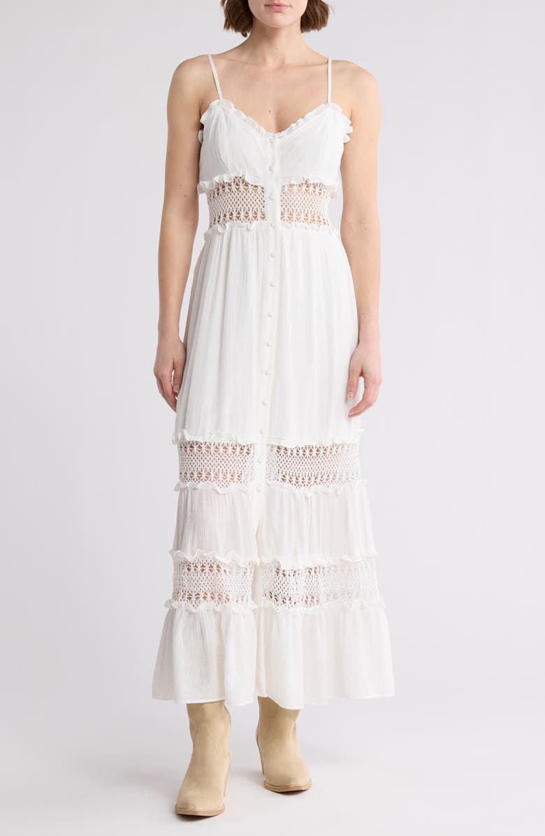 Know One Cares Inset Lace Gauze Maxi Dress | Nordstromrack