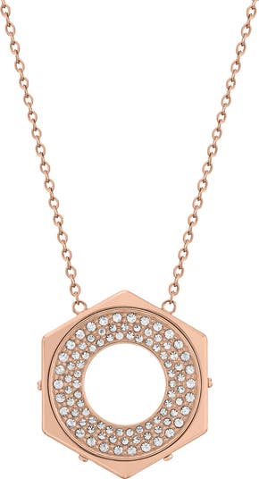 Swarovski Rose Gold Plated Pave Swarovski Crystal Bolt Pendant Necklace ...