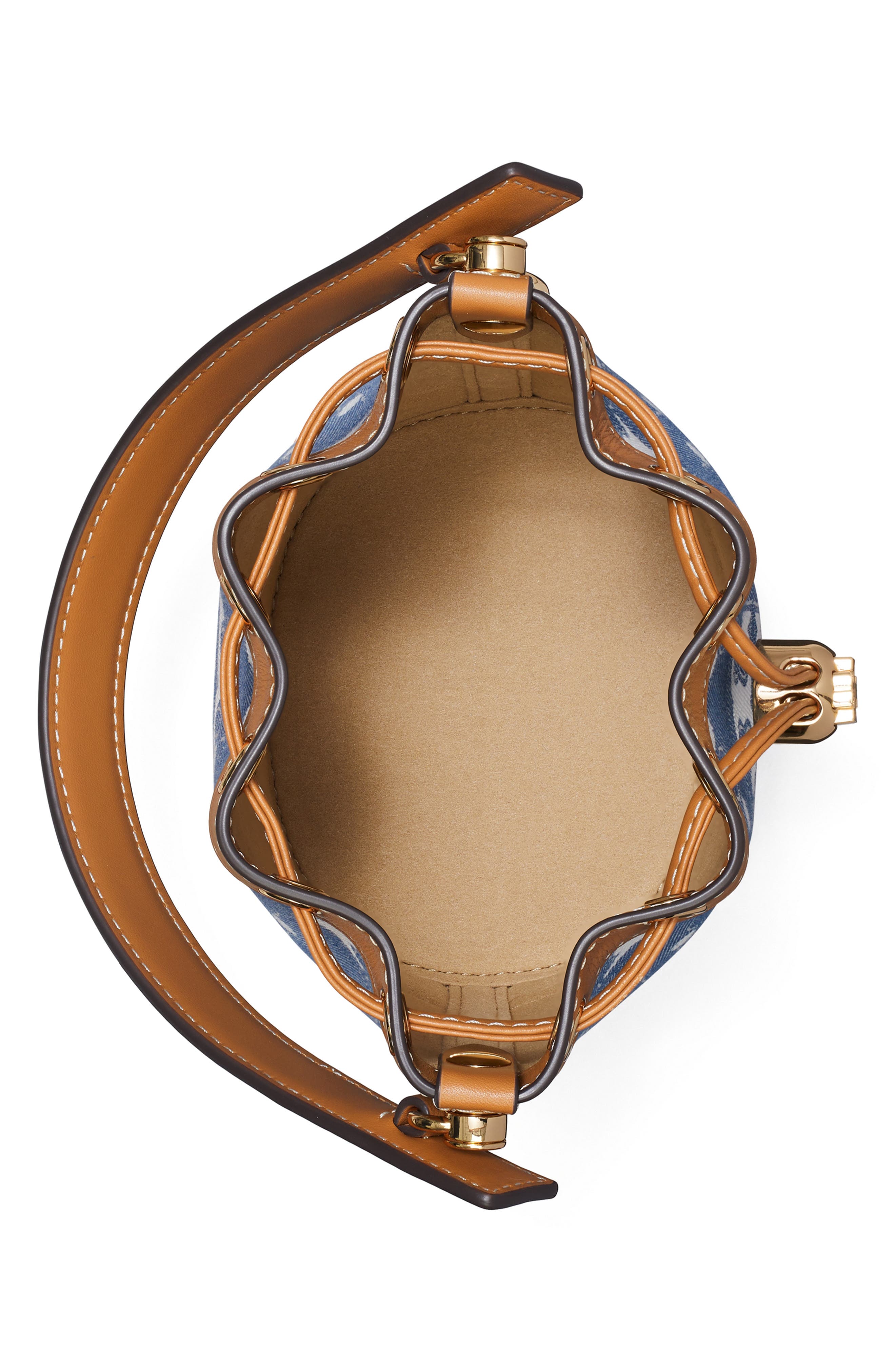 Tory Burch Mini T-Monogram Denim Bucket Bag | Nordstrom