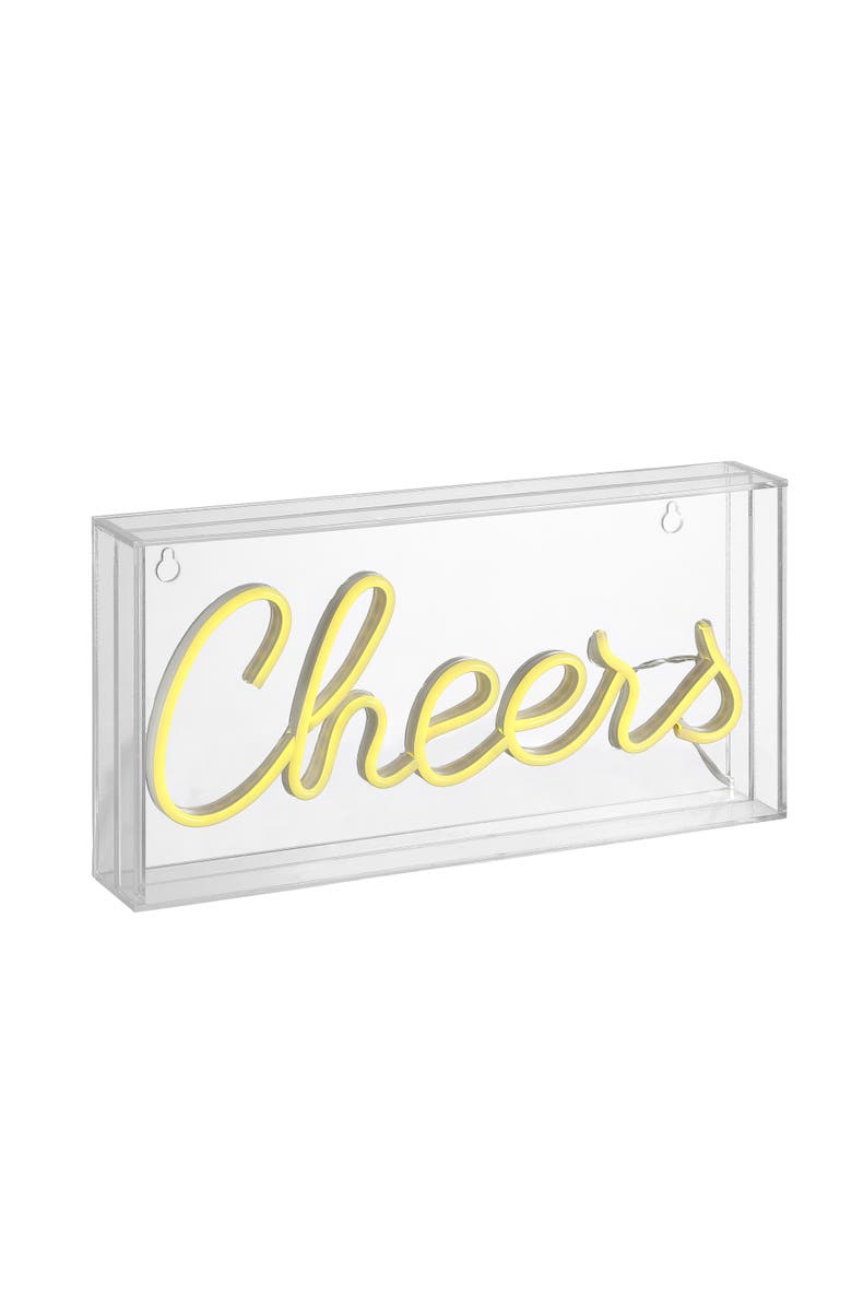 JONATHAN Y Cheers Contemporary Glam Acrylic Box USB Operated LED Neon ...