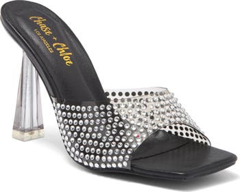 CHASE AND CHLOE Rhinestone Clear Sandal (Women) | Nordstromrack