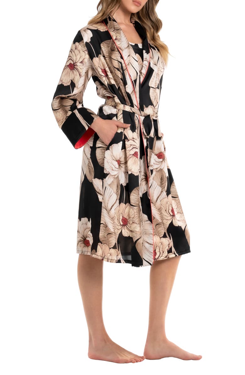 Midnight Bakery Floral Satin Wrap Robe | Nordstromrack