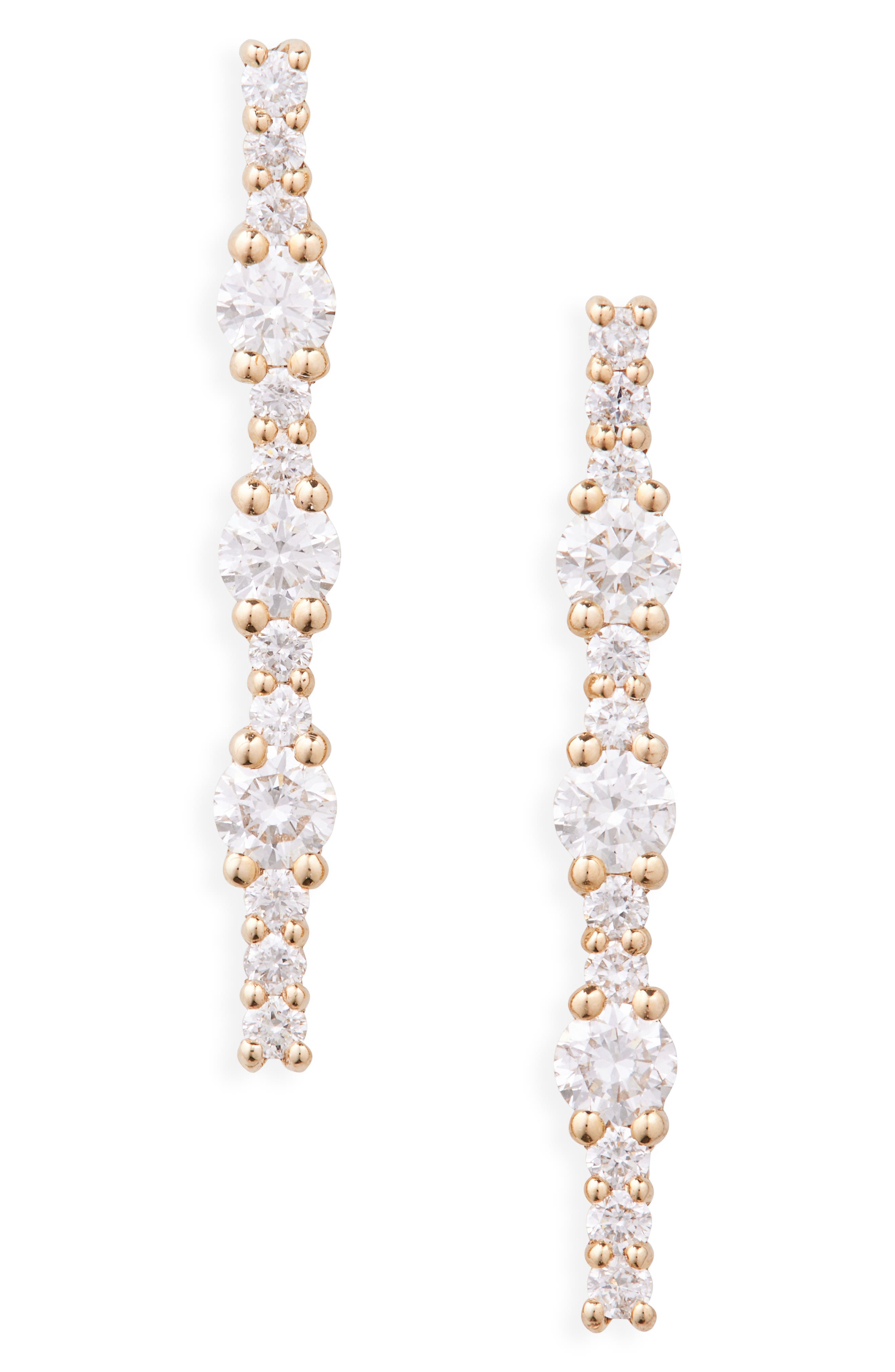 LANA 14K Yellow Gold Diamond Linear Drop Earrings | Nordstromrack