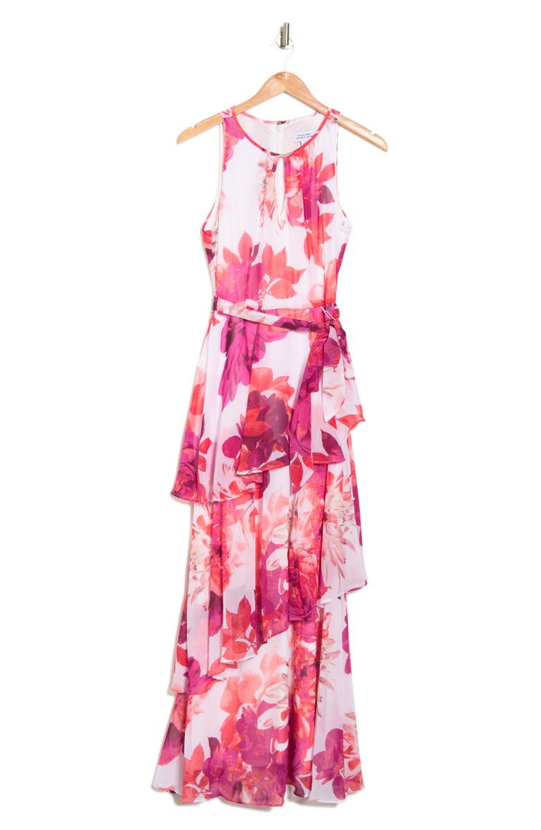 Tahari Floral Keyhole Tiered Maxi Dress | Nordstromrack