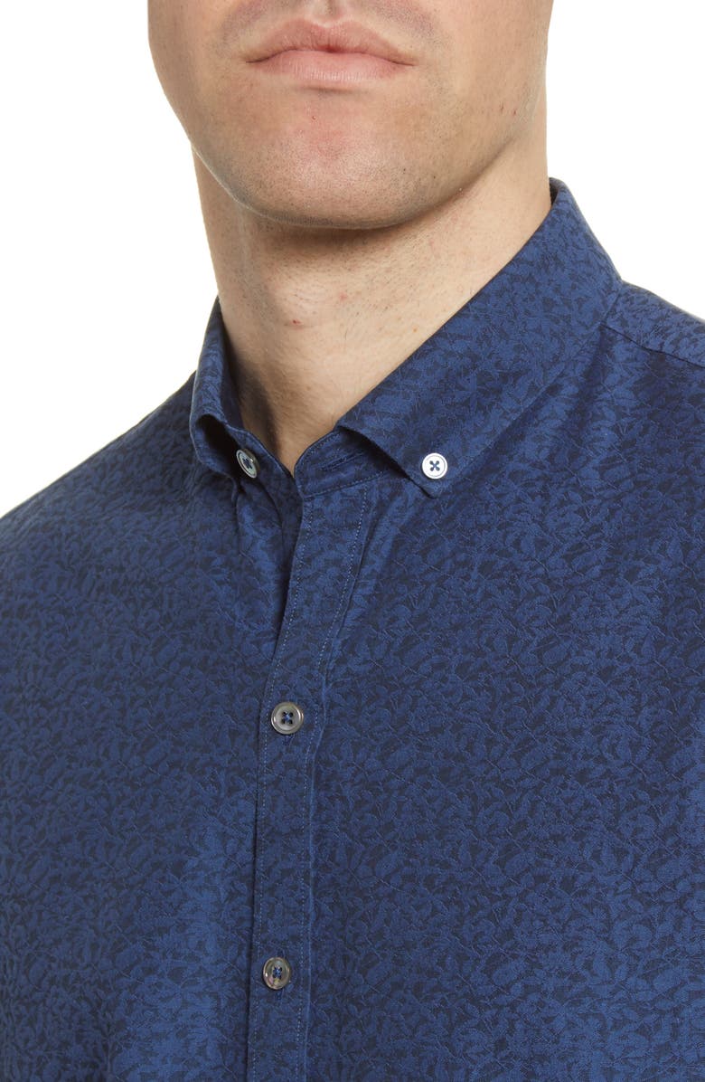 Zachary Prell Bunim Floral Brocade Short Sleeve Button-Down Shirt ...