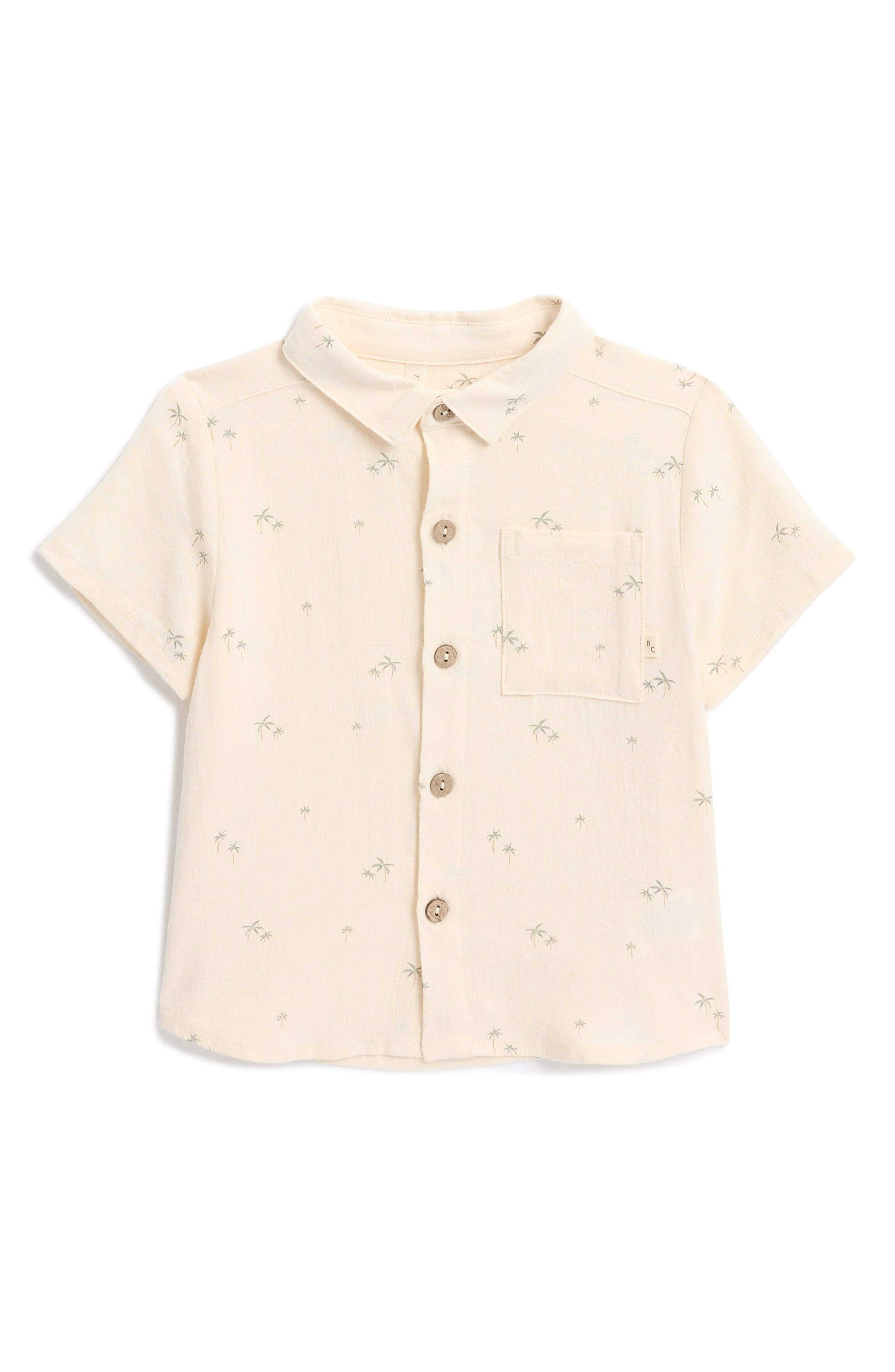 Rylee + Cru Palm Tree Cotton Linen Blend Button-Up Shirt | Nordstromrack