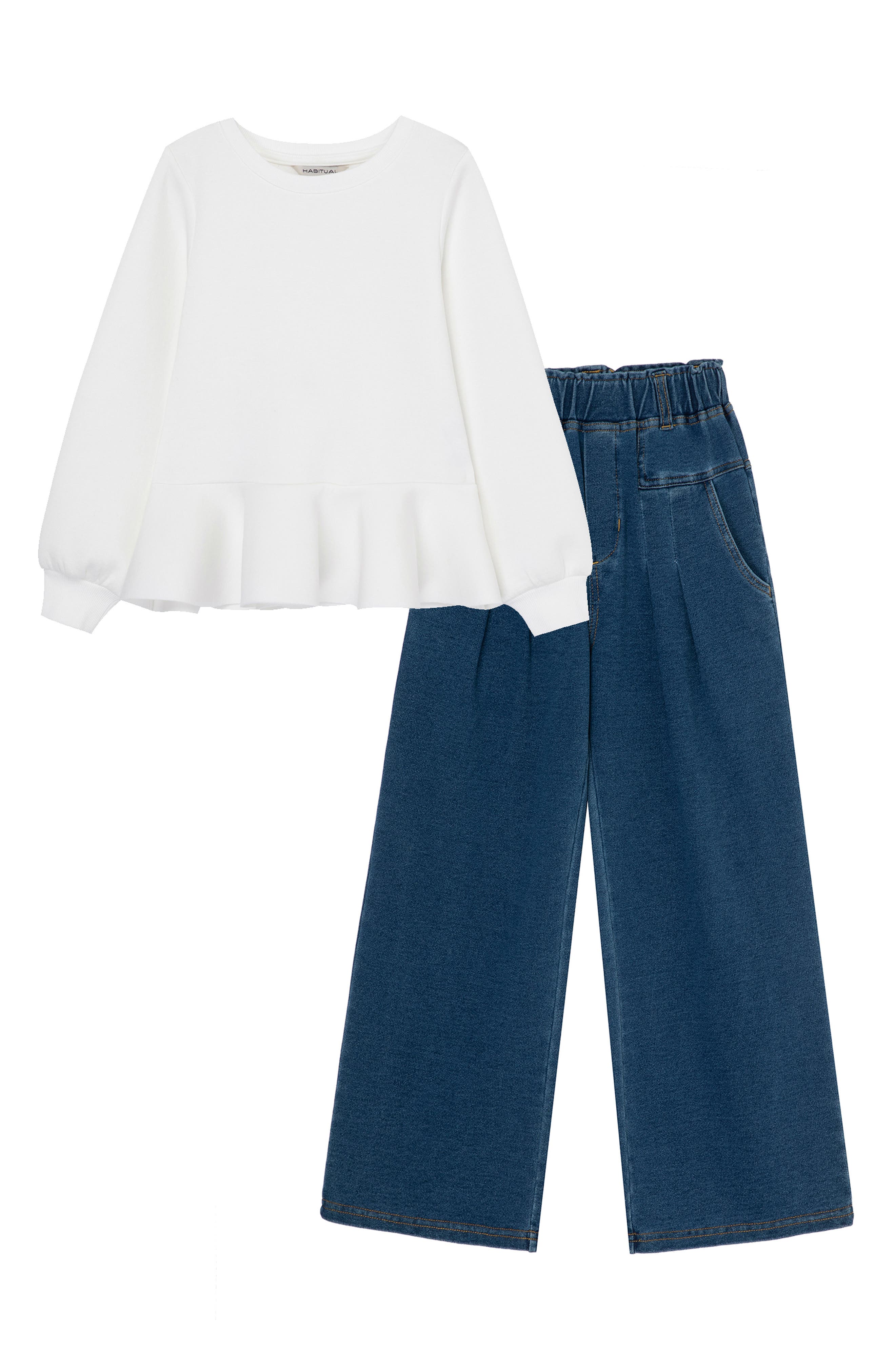 Habitual Kids Kids' Scuba Long Sleeve Top & Wide Leg Pants | Nordstromrack