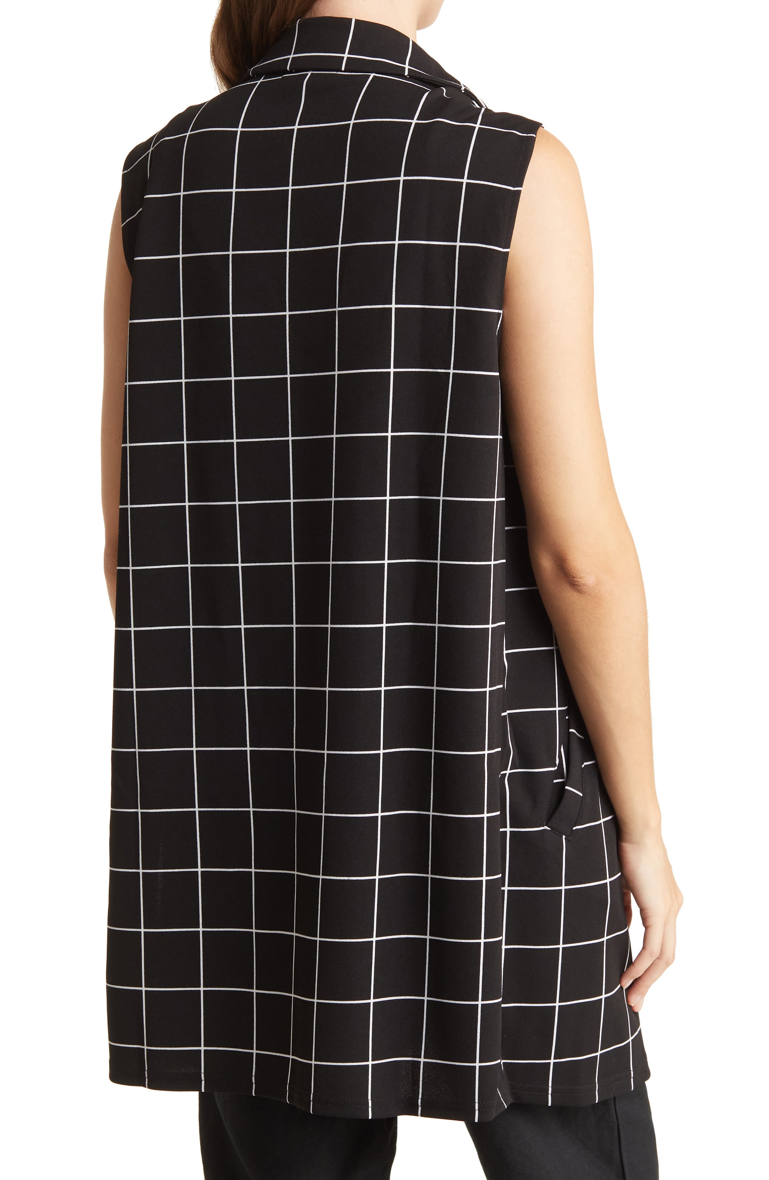 MELLODAY Windowpane Notch Collar Longline Vest | Nordstromrack