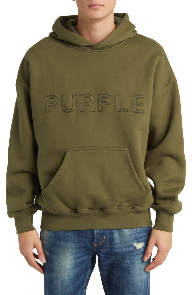 PURPLE BRAND Logo Appliqué Oversize Heavyweight Hoodie | Nordstrom