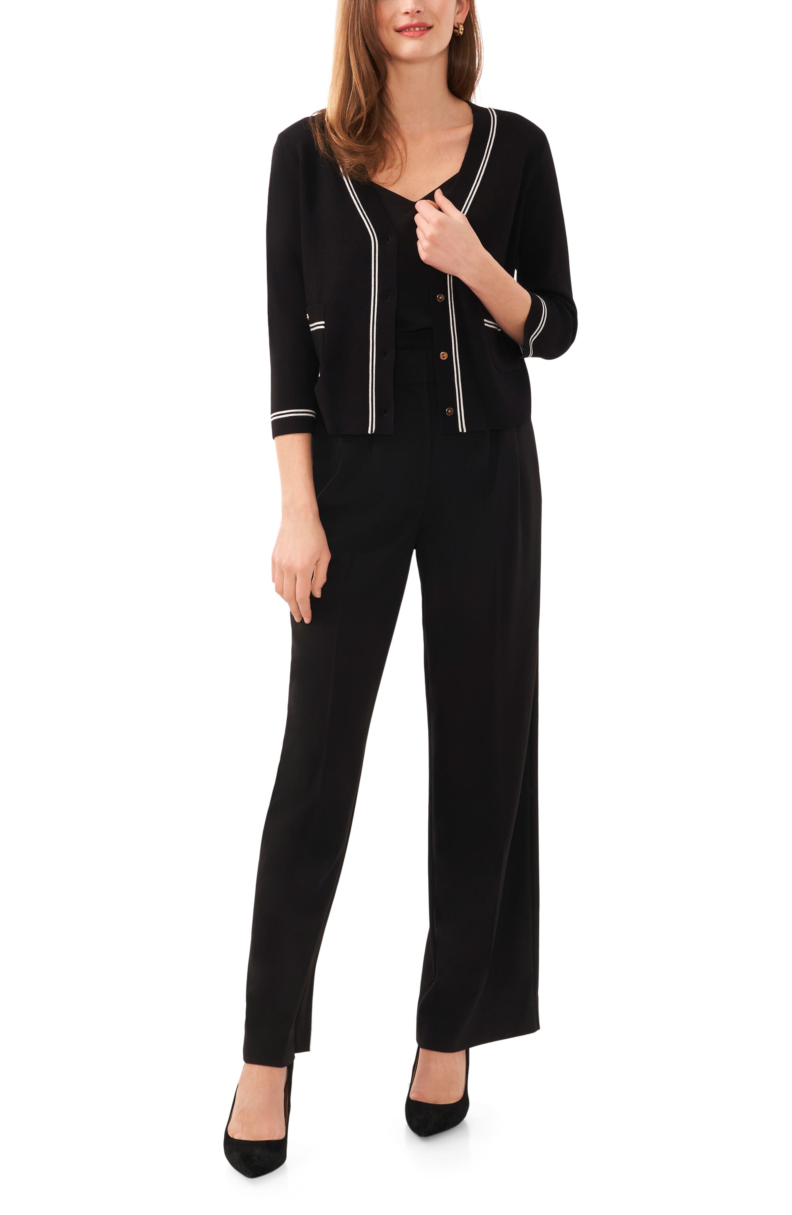 Halogen® Contrast Trim Two-Pocket Cardigan | Nordstromrack