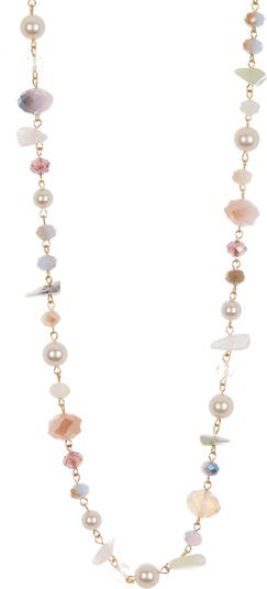 Carolee Designs Stone Bead & Pearl Station 72" Necklace | Nordstromrack