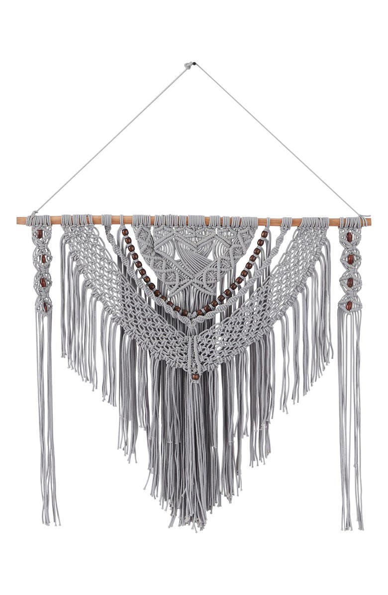 GINGER BIRCH STUDIO Gray Cotton Handmade Intricately Woven Macramé Wall ...