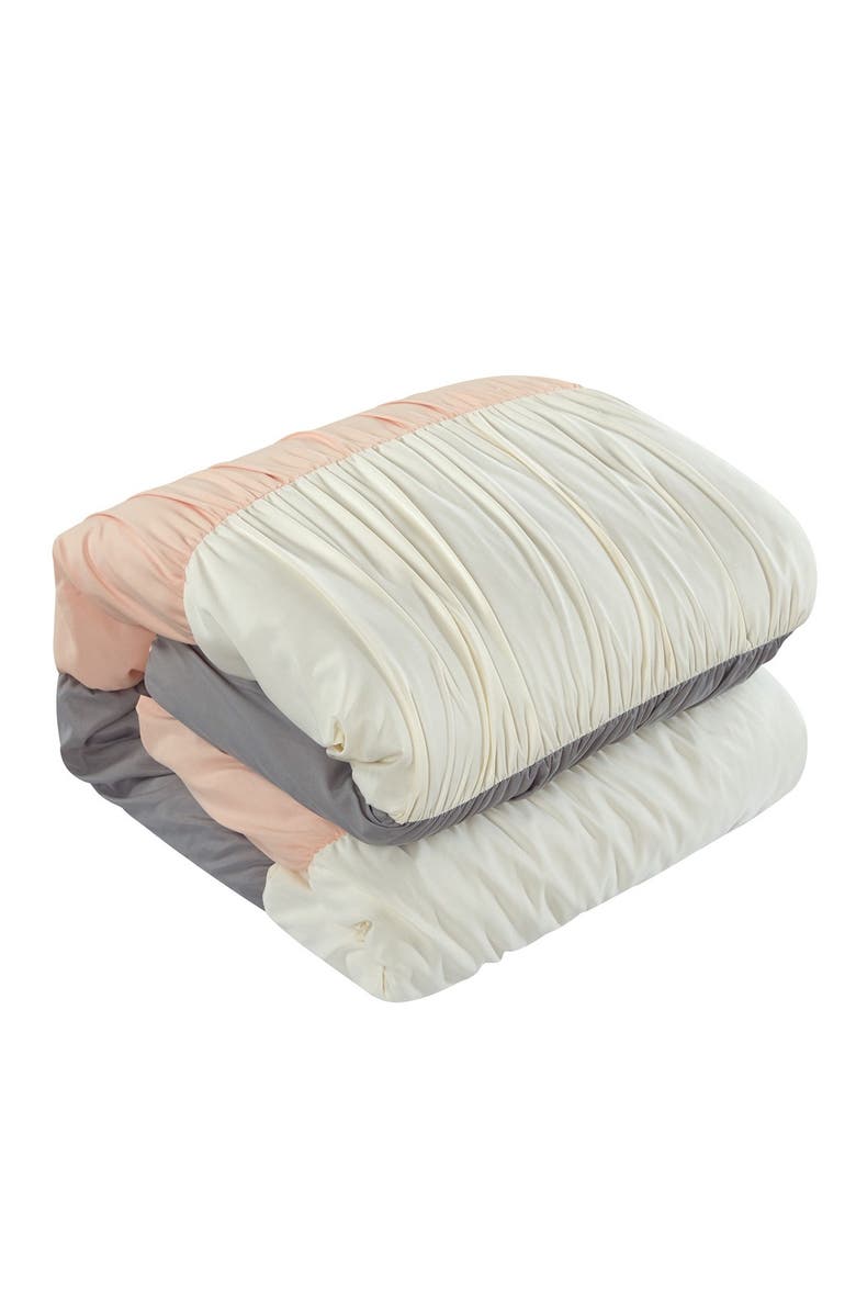 CHIC Jaye Ruched Color Block Design Twin Comforter Set - Blush - 7 ...