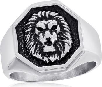 BLACKJACK Men's Stainless Steel Lion Signet Ring | Nordstromrack