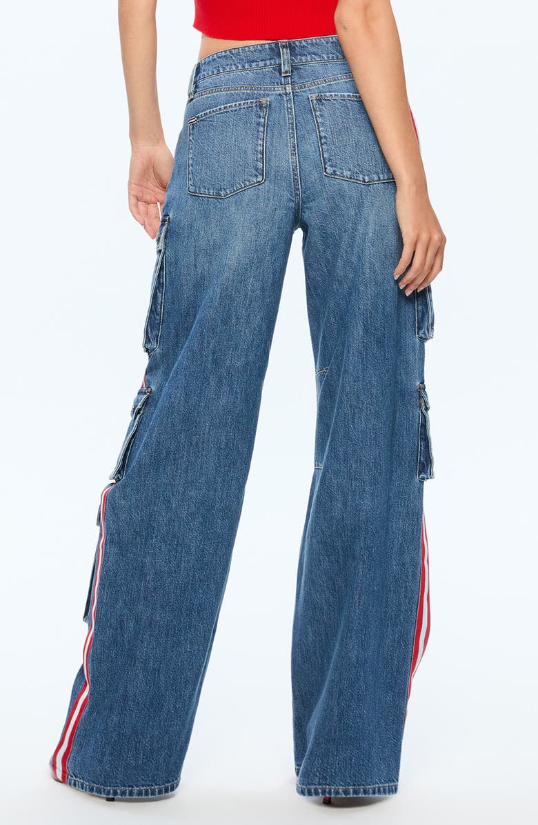 Alice + Olivia Olympia Mr. Baggy Side Stripe Cargo Jeans | Nordstromrack