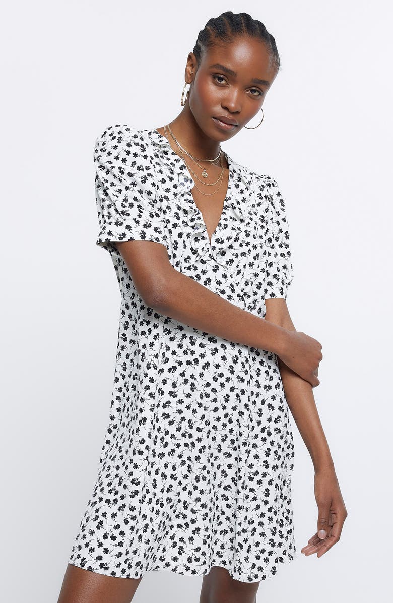 River Island Frill Floral A-Line Dress | Nordstromrack