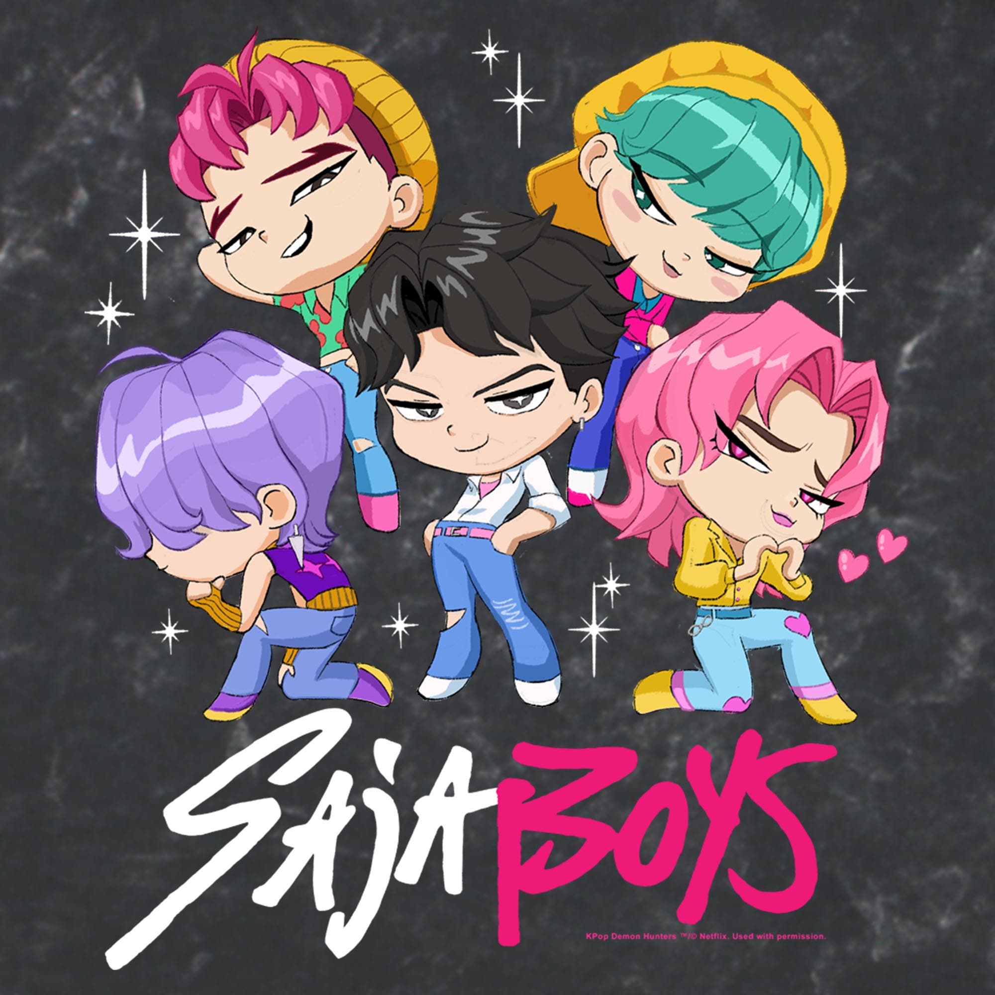 KPop Demon Hunters Men's KPop Demon Hunters Saja Boys Chibi Group ...