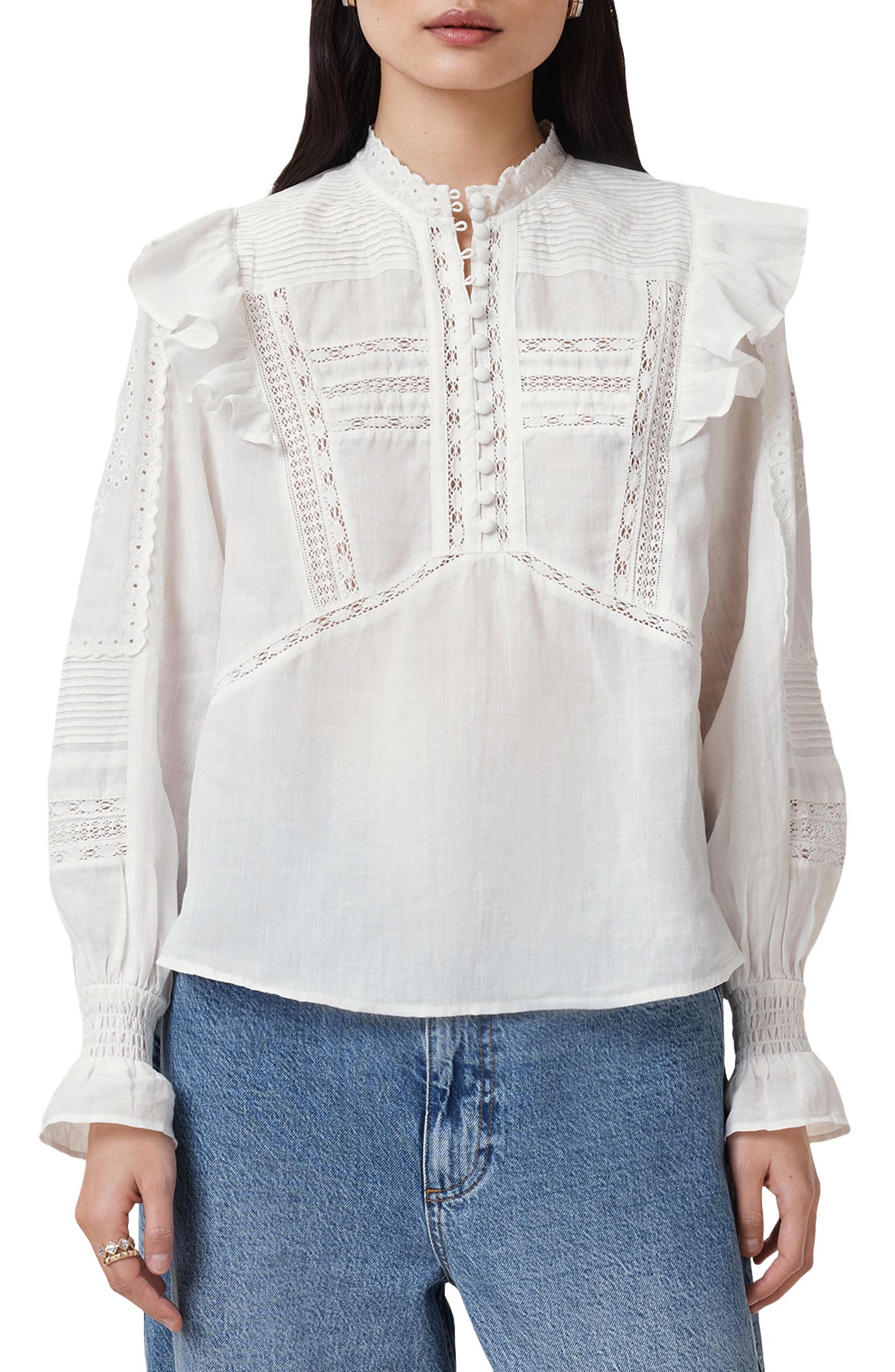 AllSaints Heather Ruffle Top | Nordstromrack