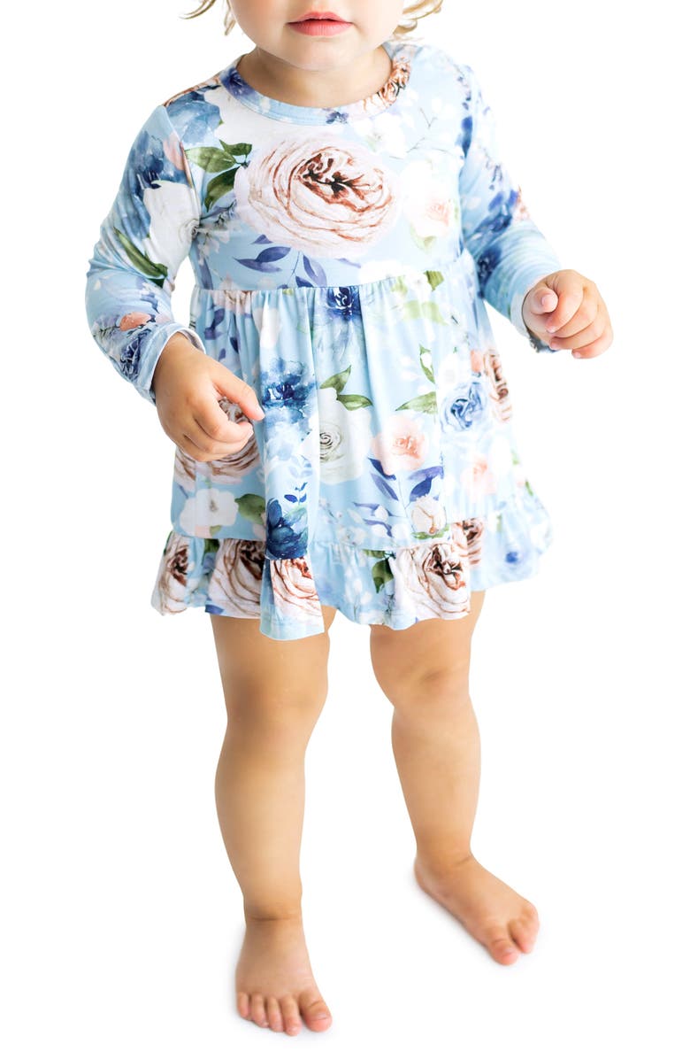 Posh Peanut Frostine Floral Long Sleeve Tiered Skirted Bodysuit ...