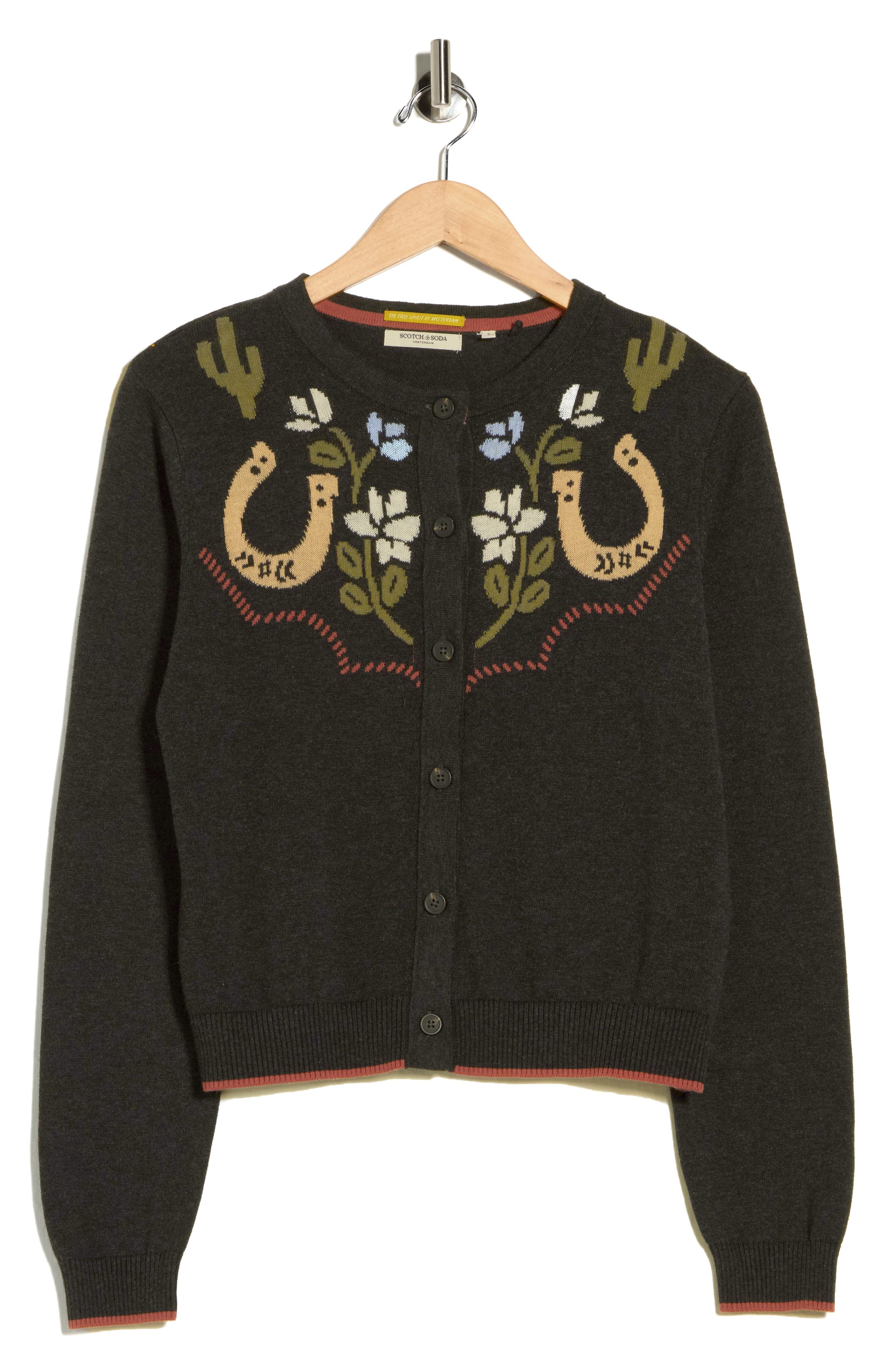 Scotch & Soda Floral Horseshoe Intarsia Crewneck Sweater | Nordstromrack