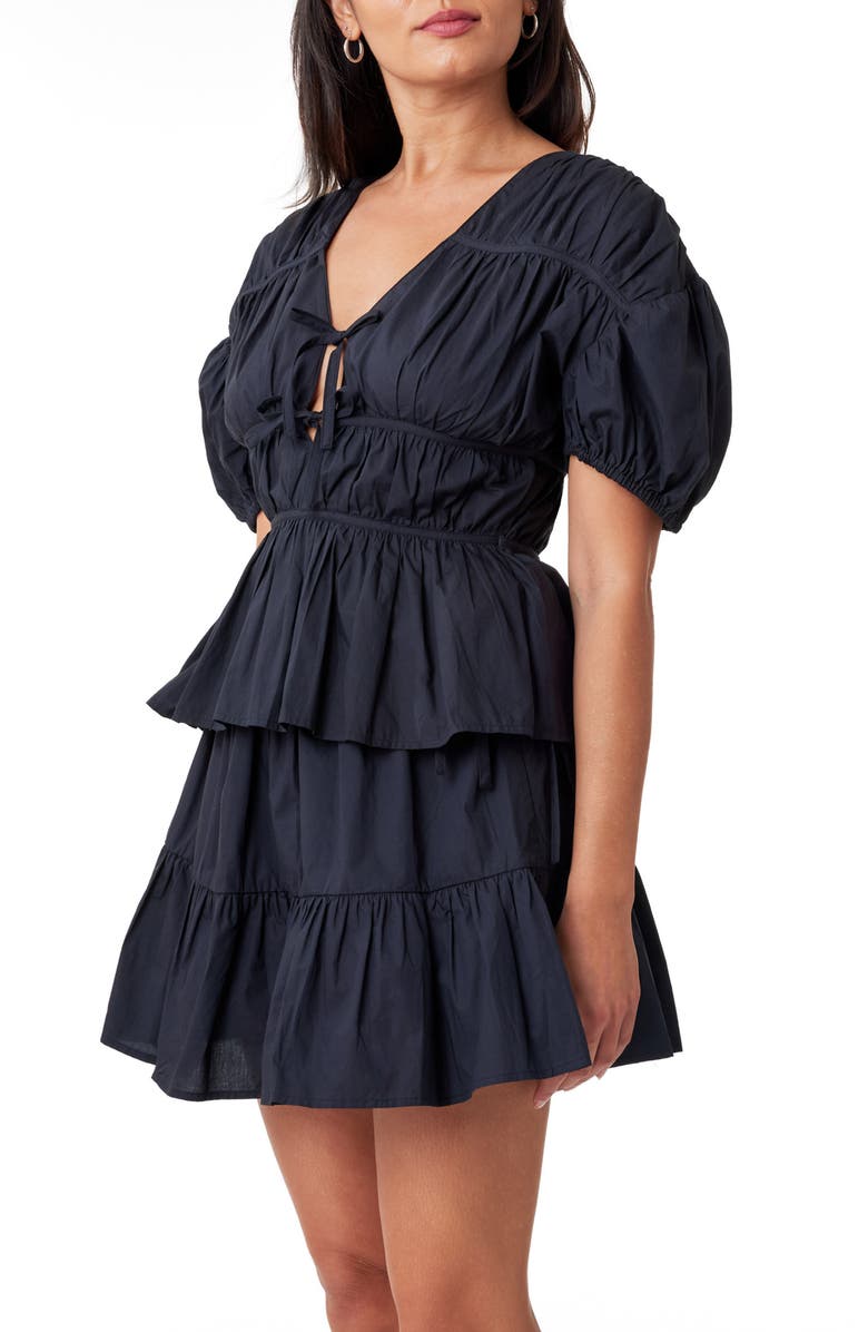 Scotch & Soda Cotton Puff Sleeve Tiered Peplum Top | Nordstrom