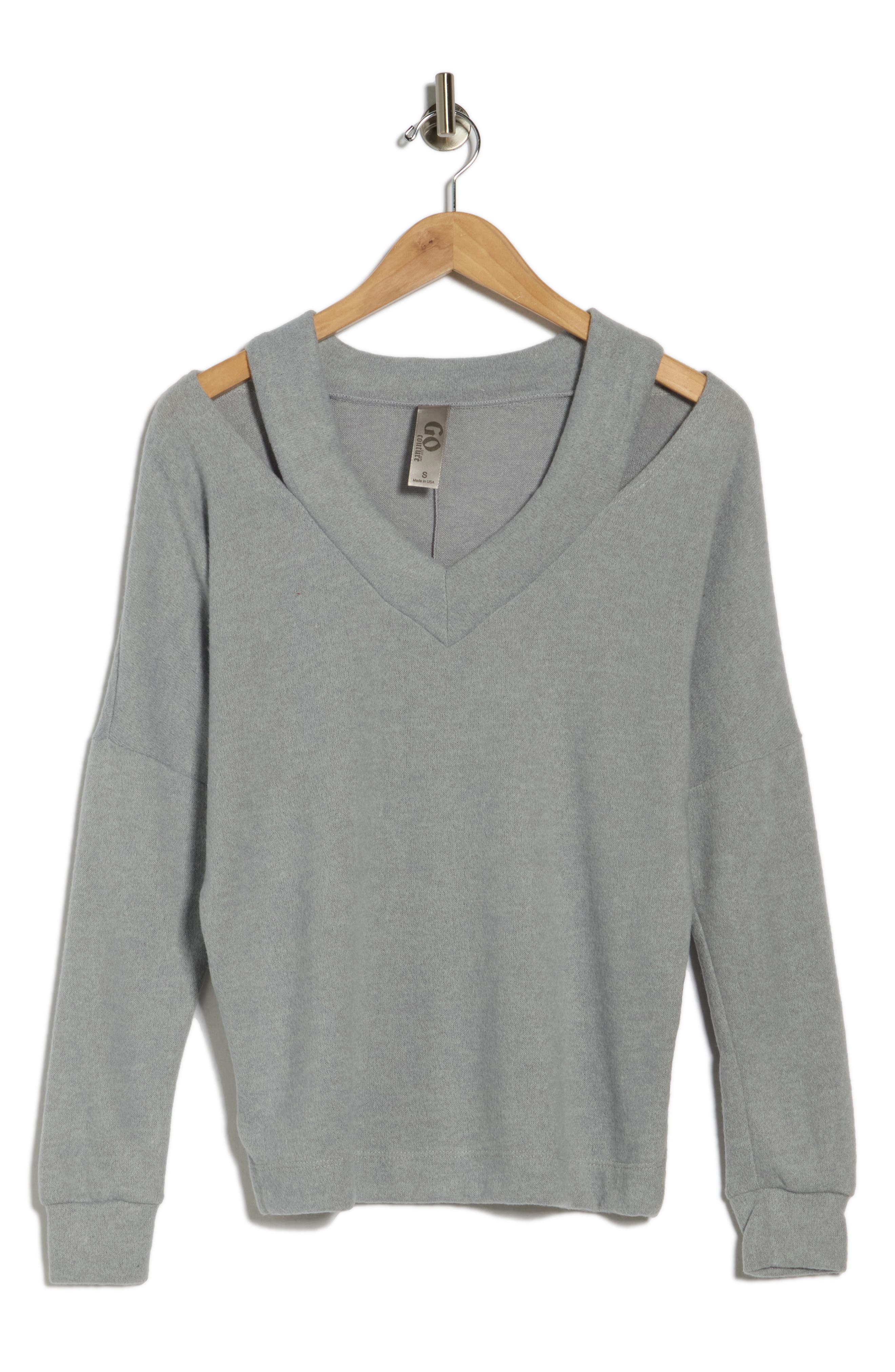 GO COUTURE V-Neck Cold Shoulder Sweater | Nordstromrack