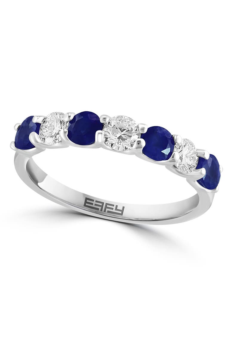 EFFY 14K White Gold Diamond & Sapphire Ring - Size 7 | Nordstromrack