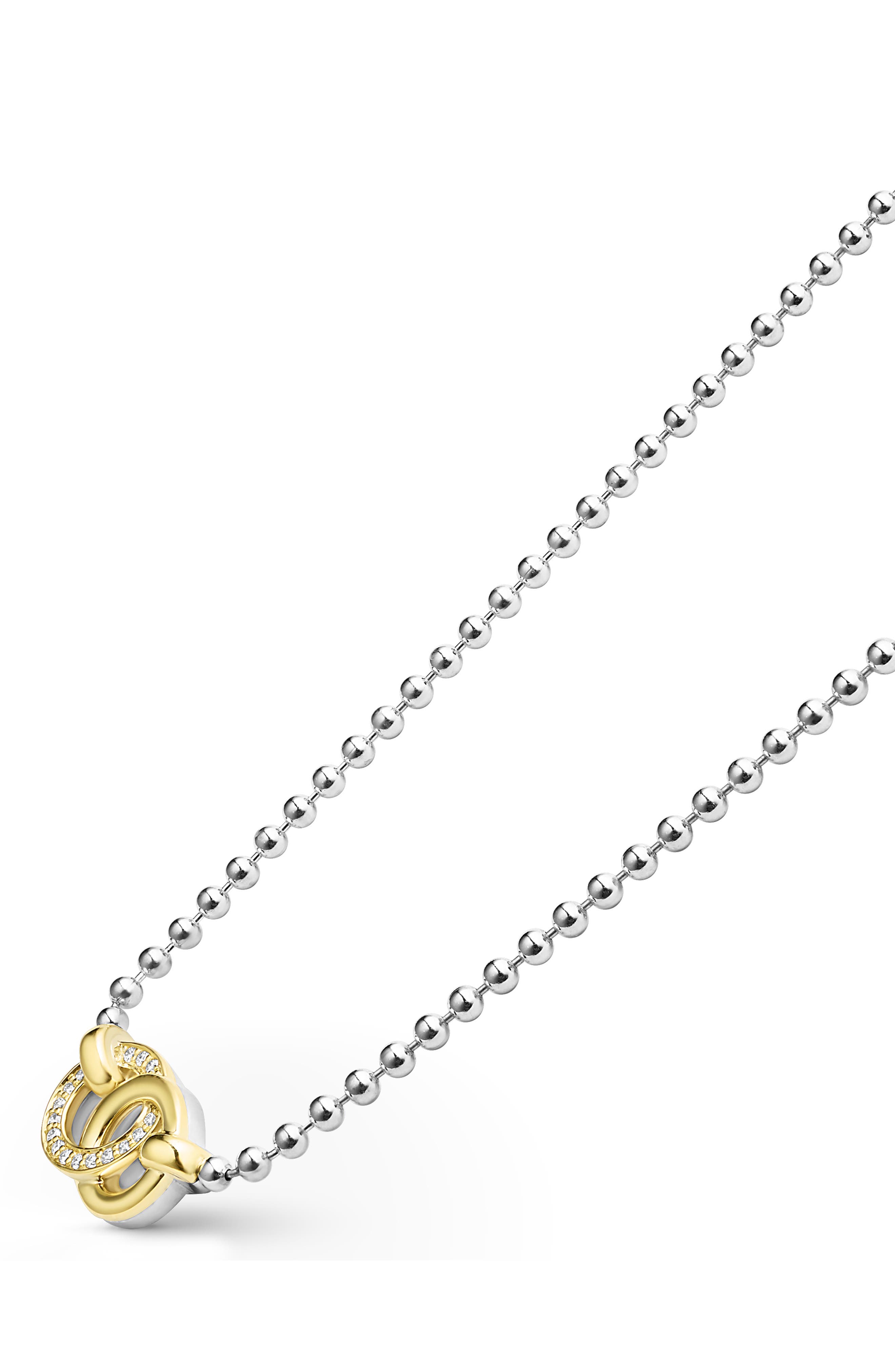 LAGOS Signature Caviar Two-Tone Interlocking Diamond Pendant Necklace ...