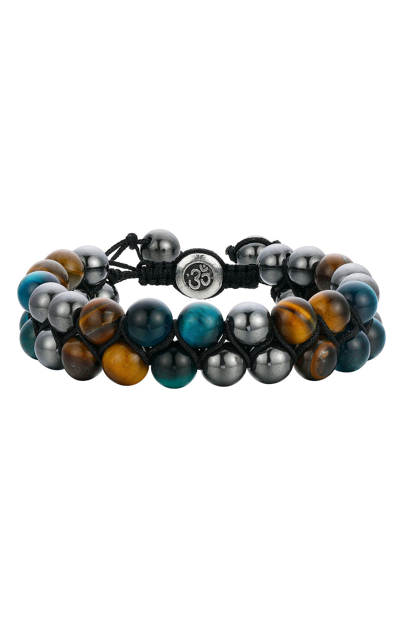 LA ROCKS Brown & Blue Tiger Eye Beaded Slider Bracelet | Nordstromrack
