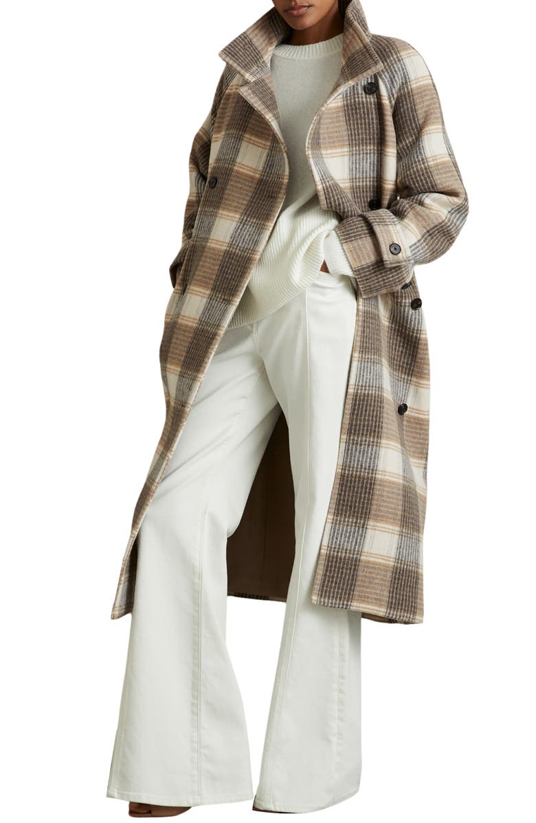 Reiss Piper Plaid Wool Blend Coat | Nordstromrack