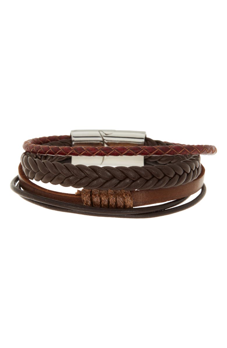 LA ROCKS Tri-Color Leather Layered Bracelet | Nordstromrack