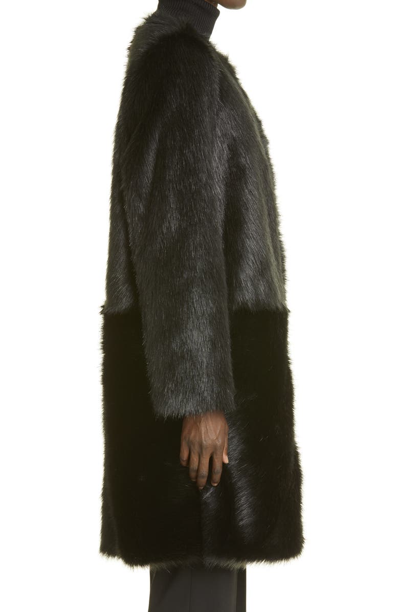 St. John Collection Leather Trim Faux Fur Coat | Nordstromrack