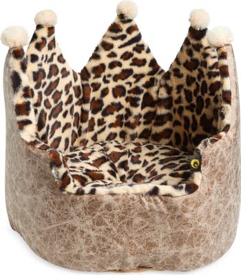 Precious Tails Leopard Print Crown Pet Bed | Nordstrom