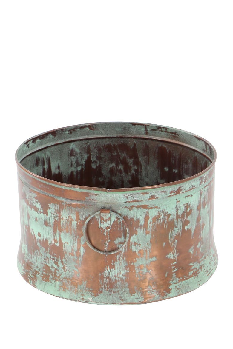 WILLOW ROW Copper Rustic Iron Drum Planter - Set of 3 | Nordstromrack