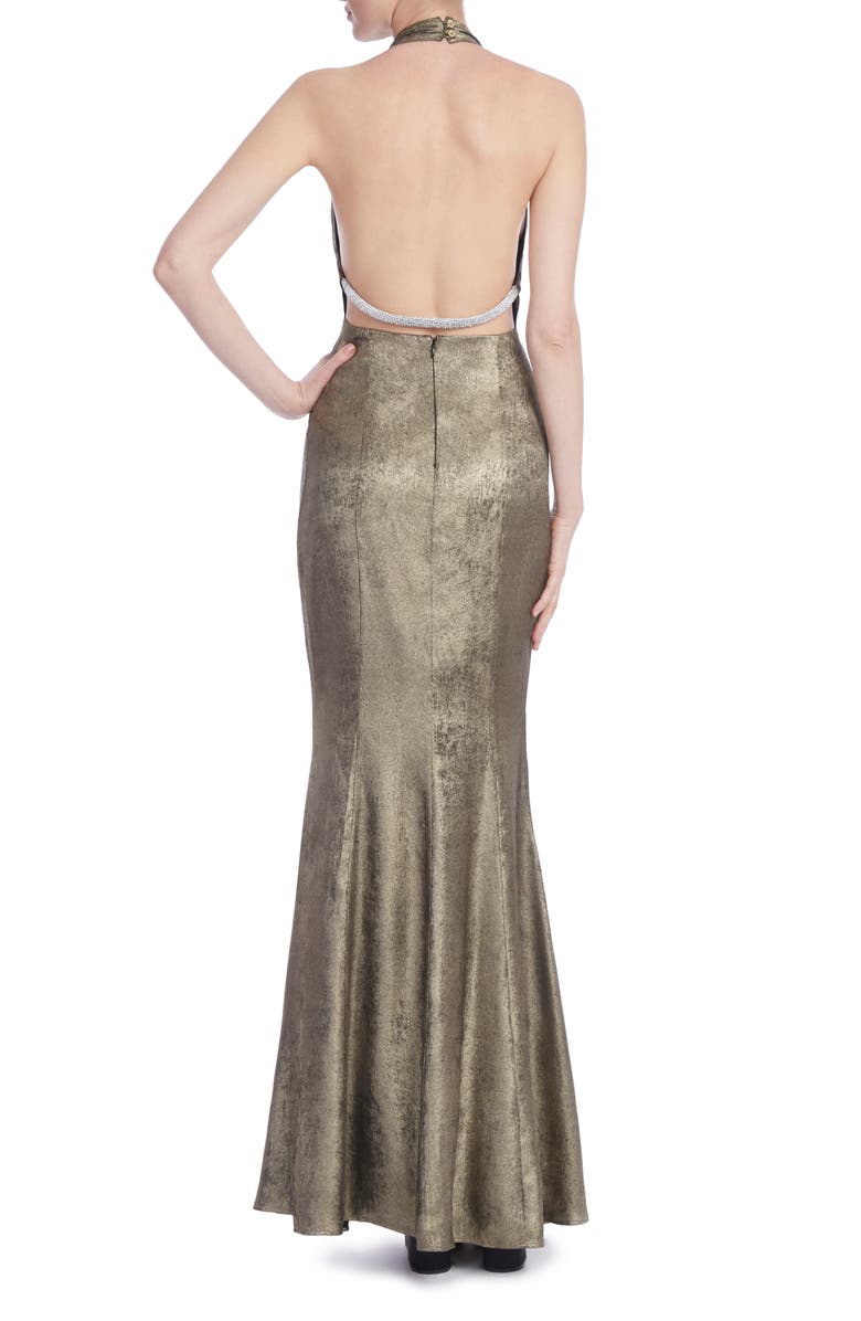Jewel Badgley Mischka Crystal Trim Halter Neck Mermaid Gown | Nordstromrack
