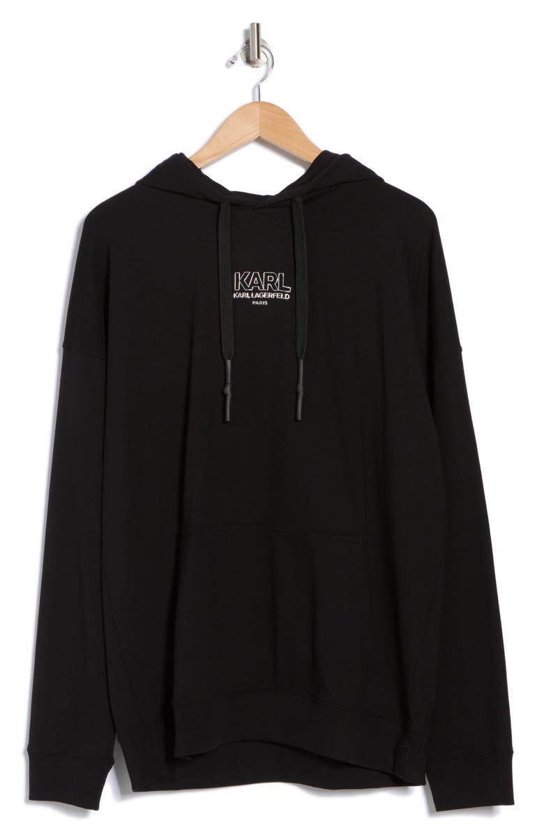 KARL LAGERFELD PARIS Chest Logo Cotton Hoodie | Nordstromrack