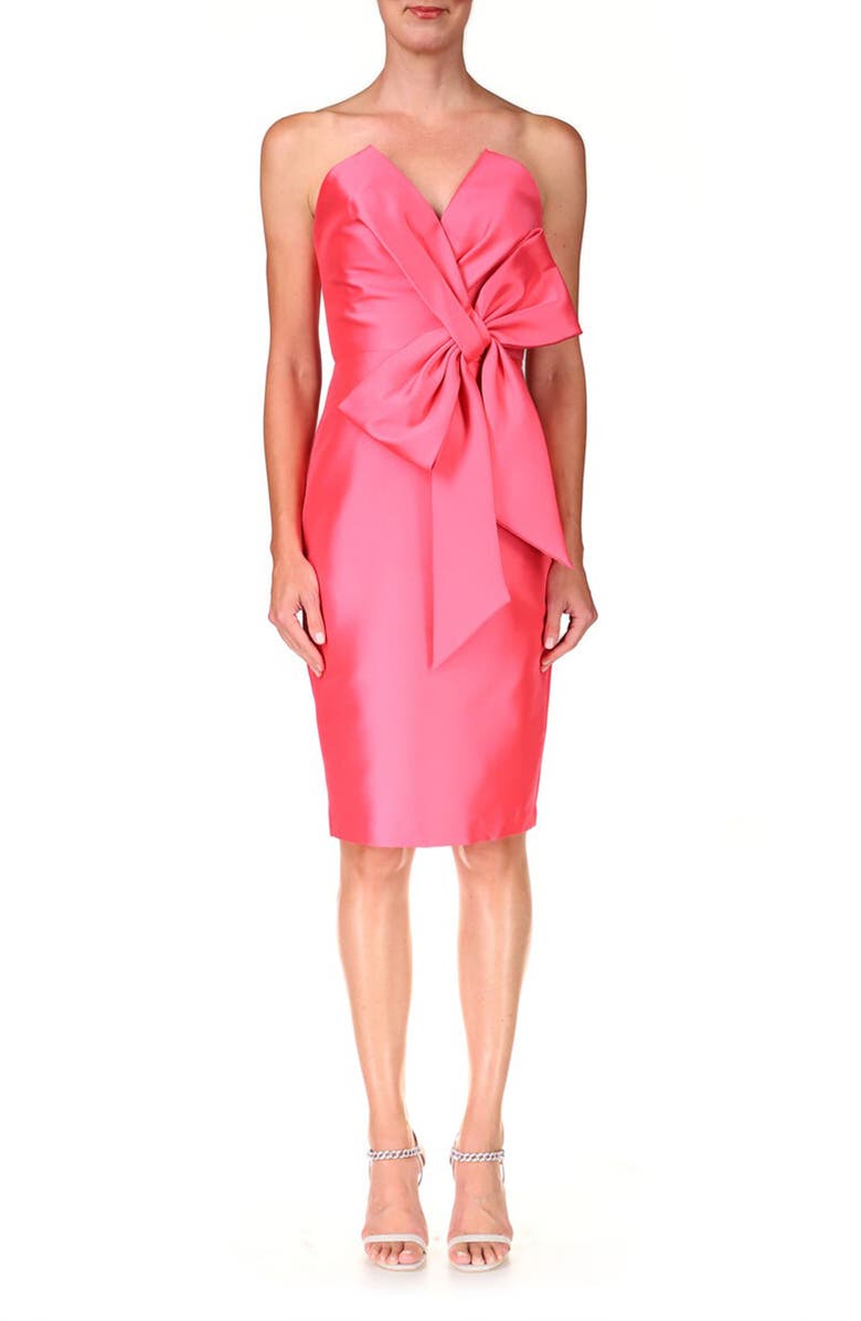 Badgley Mischka Collection Bow Front Strapless Body-Con Cocktail Dress ...