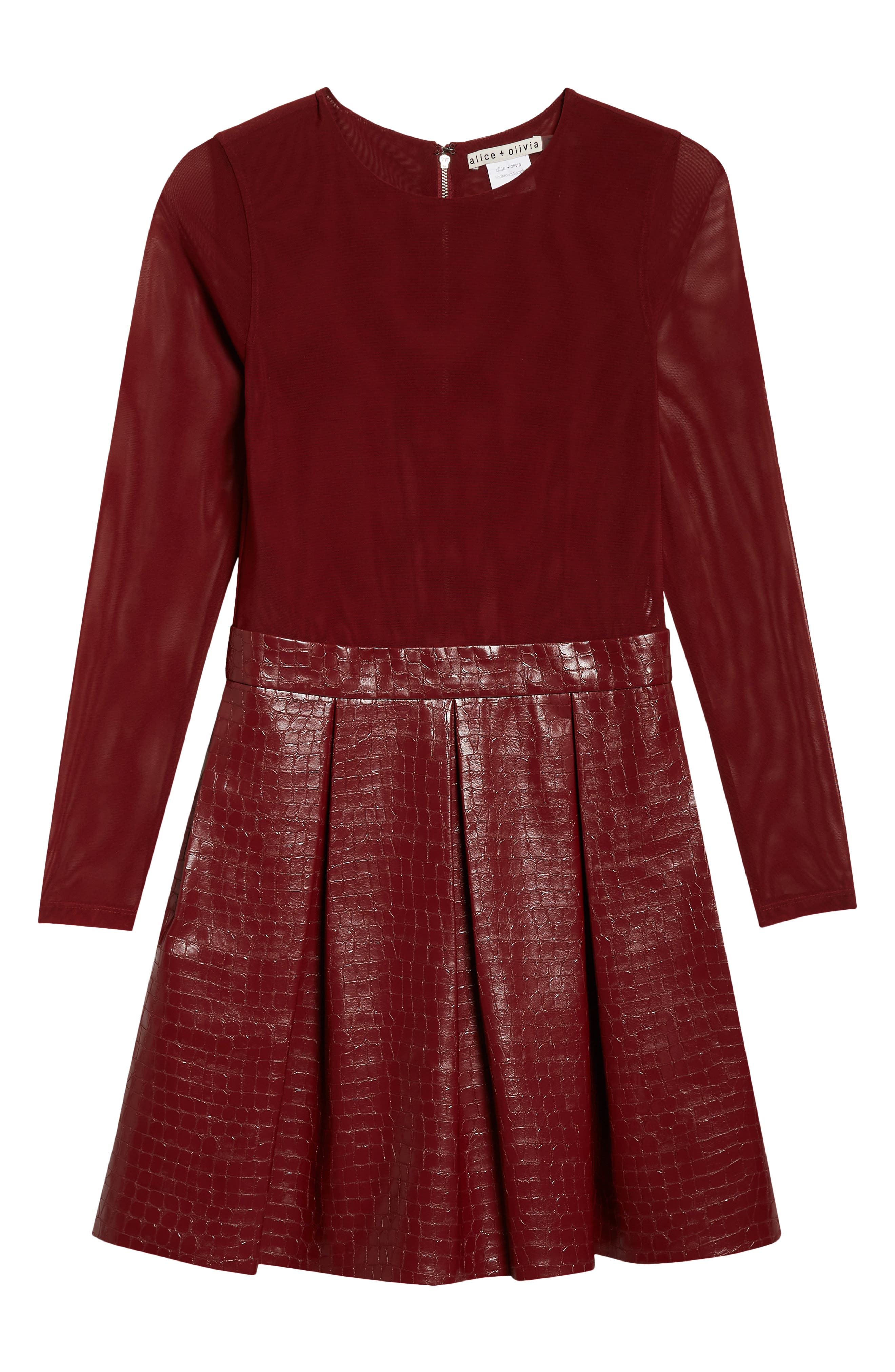 Alice + Olivia Chara Long Sleeve Faux Leather Party Dress | Nordstromrack