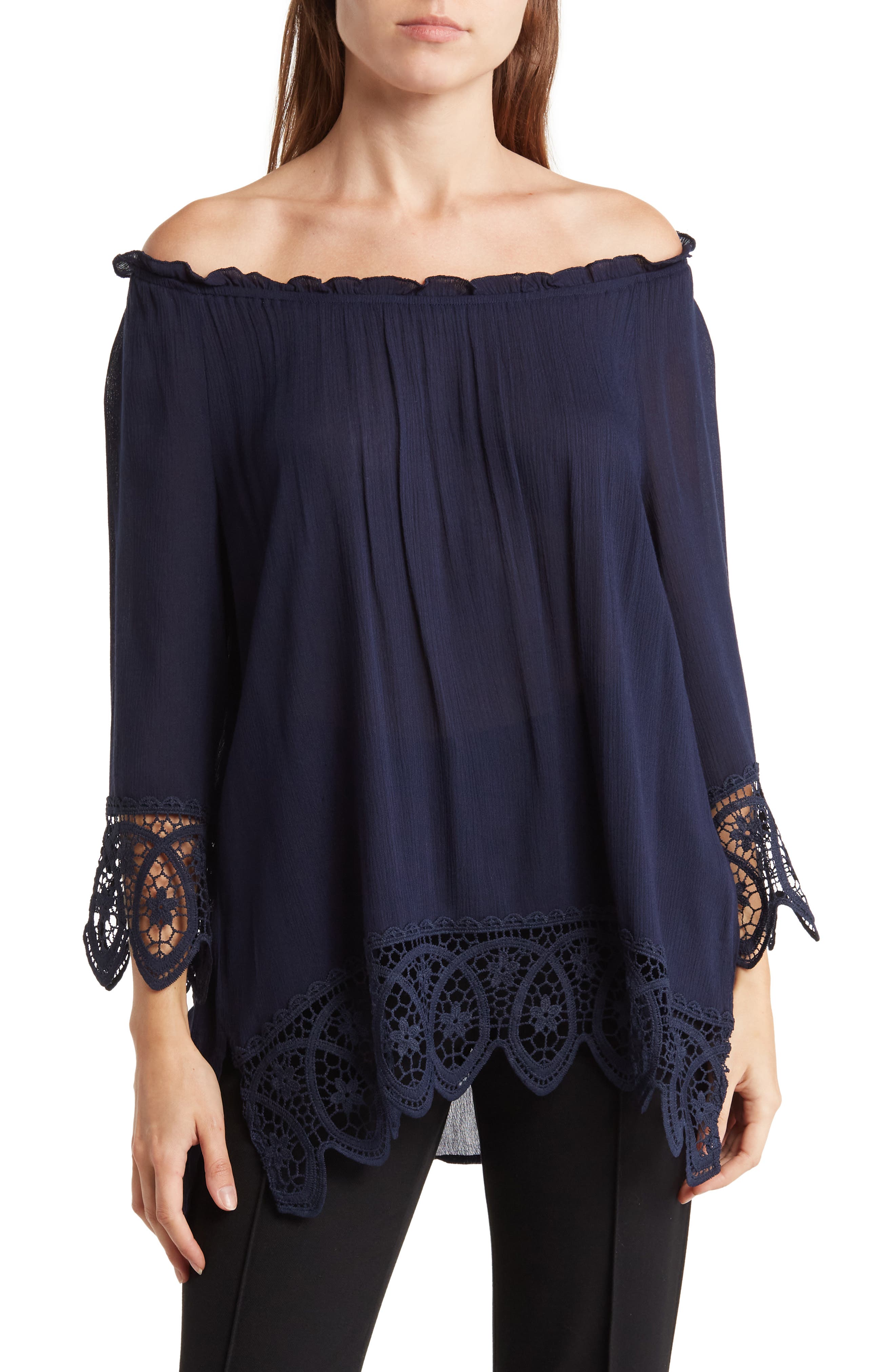 Forgotten Grace Crochet Trim Off the Shoulder Blouse | Nordstromrack