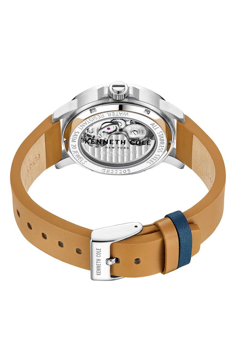 Kenneth Cole Automatic Leather Strap Watch, 44mm | Nordstrom