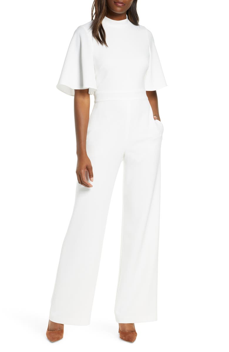 Vince Camuto Flutter Sleeve Tie Back Jumpsuit | Nordstromrack
