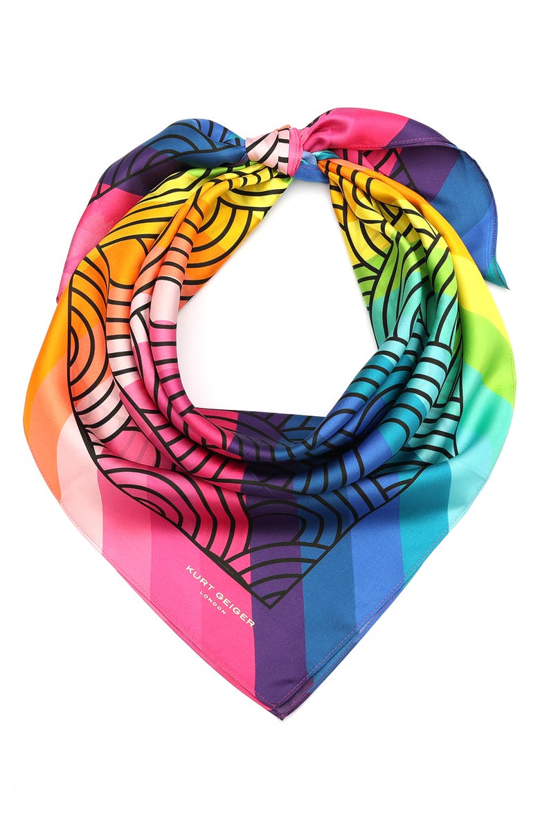 Kurt Geiger London Southbank Rainbow Silk Square Scarf | Nordstrom