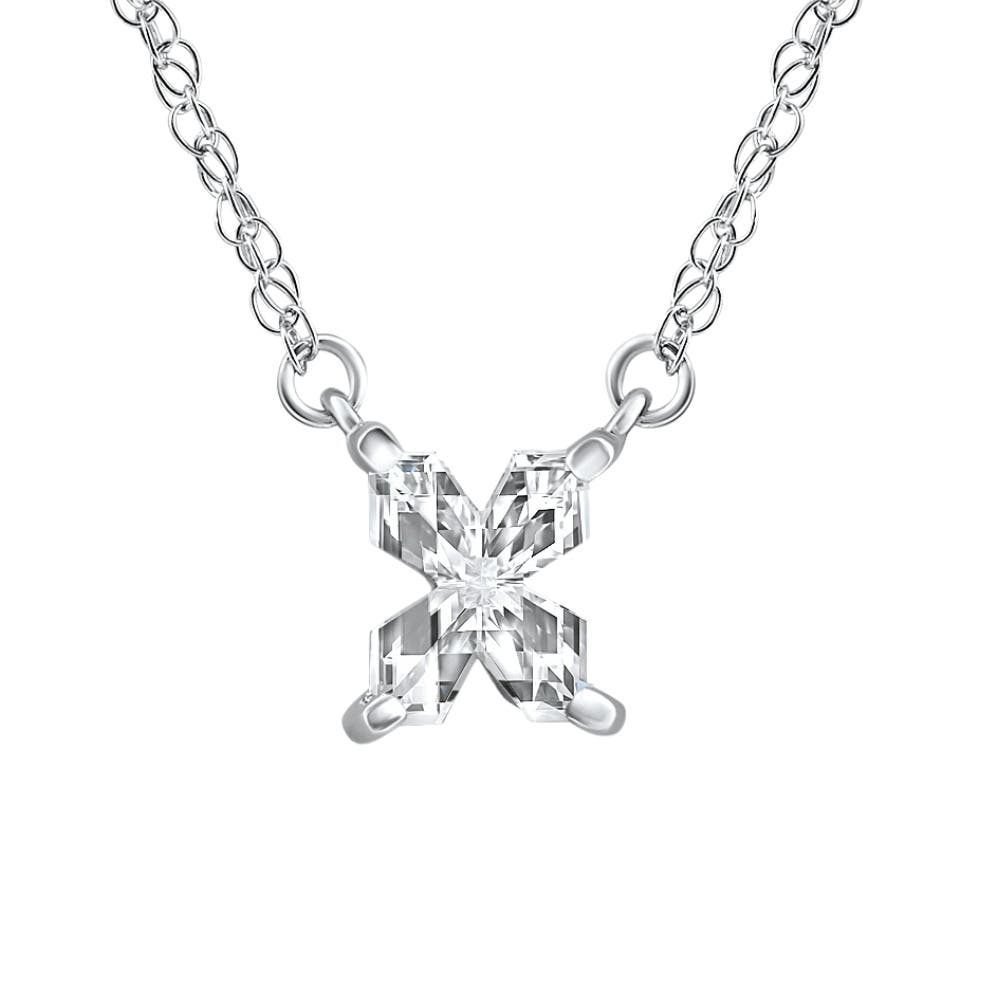 Bliss Diamond Diamond "X" Initial Pendant 18" Necklace 14K Gold Lab ...
